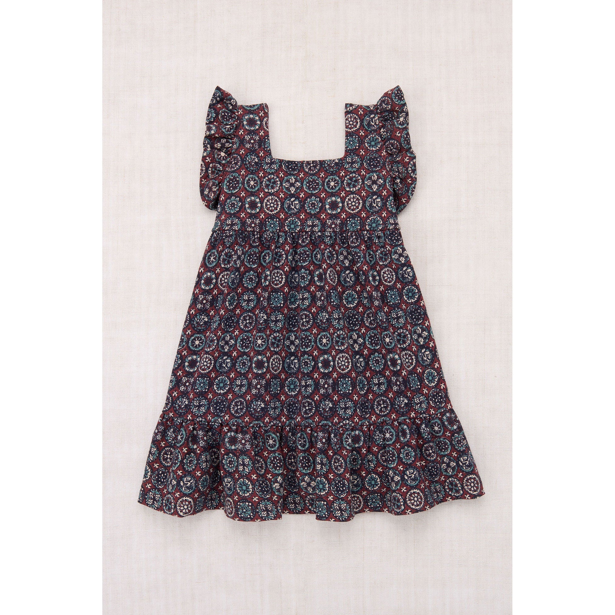 Misha and Puff Madder Root Folk Tile Ruffle Sleeve Dress – Ladida