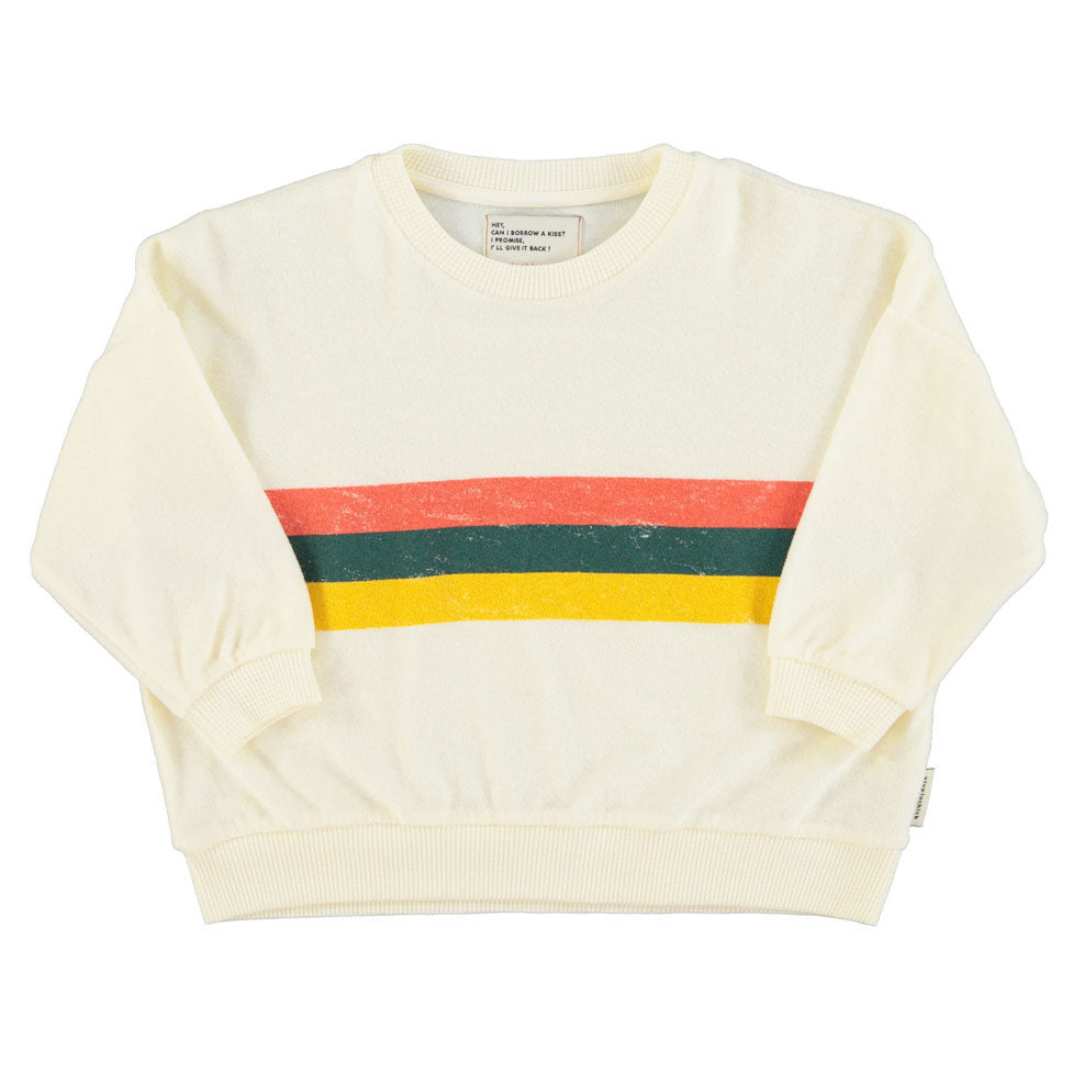 Piupiuchick Ecru Multicolor Stripes Print Sweatshirt – Ladida