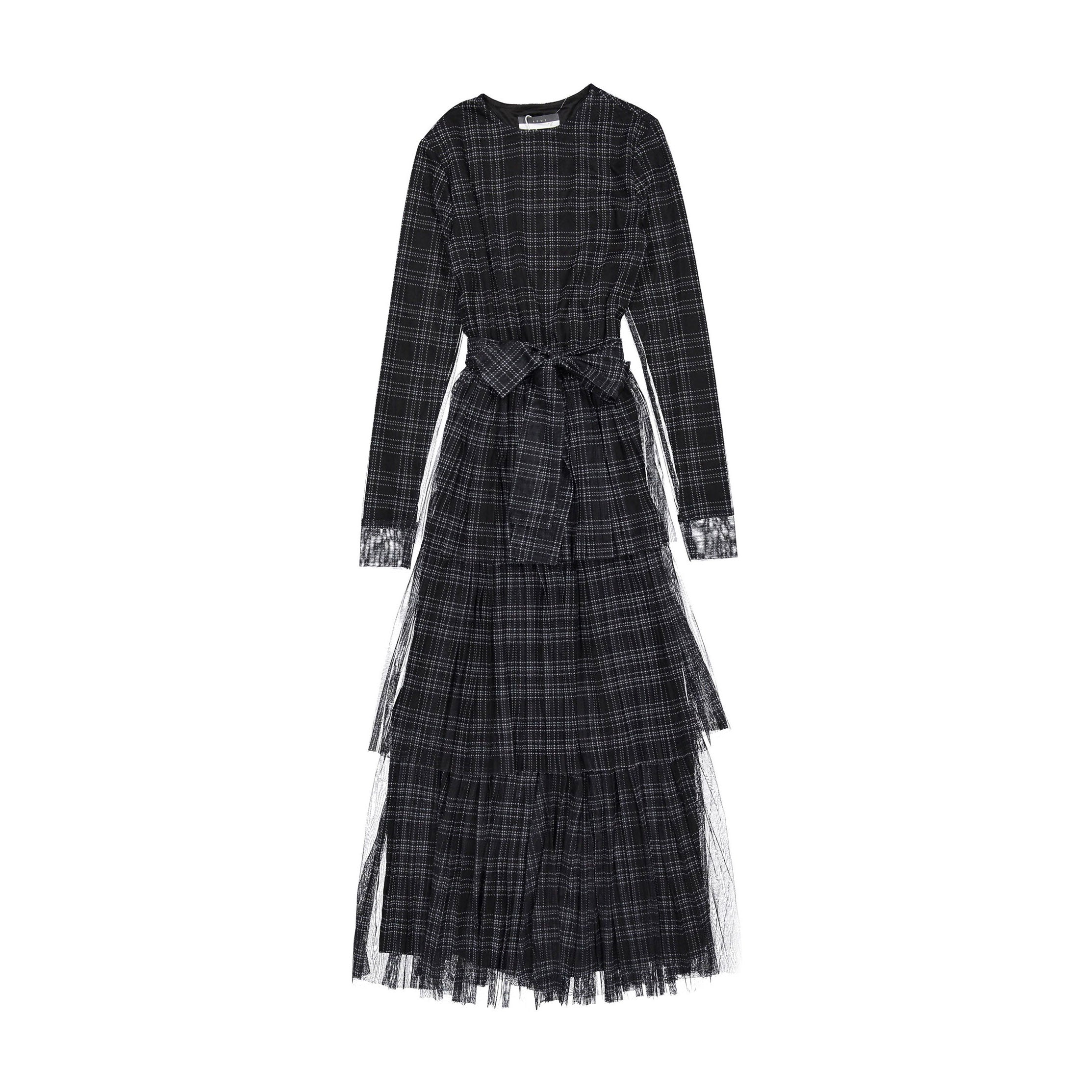 ROWE Black Plaid Pleated Tiered Dress – Ladida