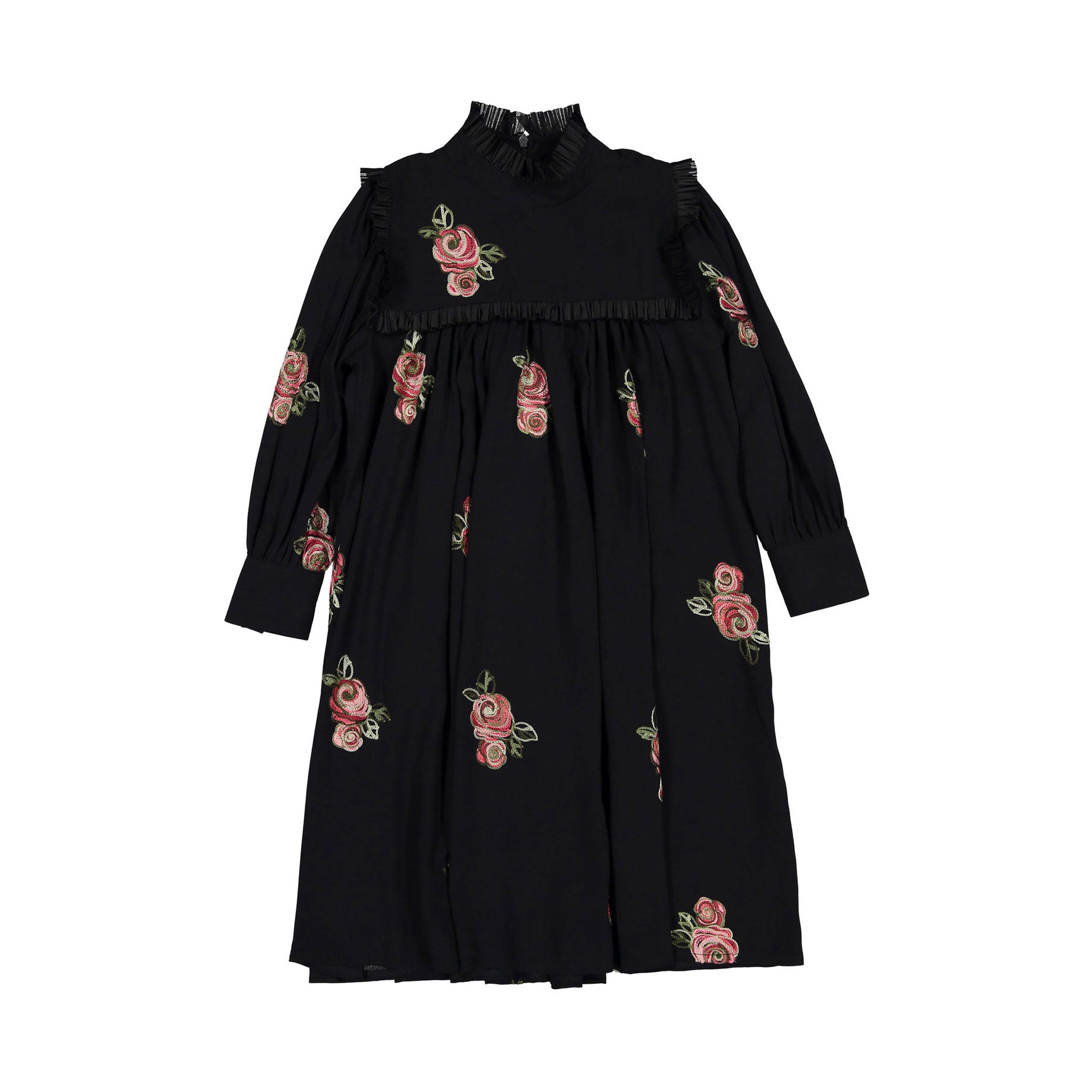 Olivia Rohde Black Embroidered Flower Dress – Ladida