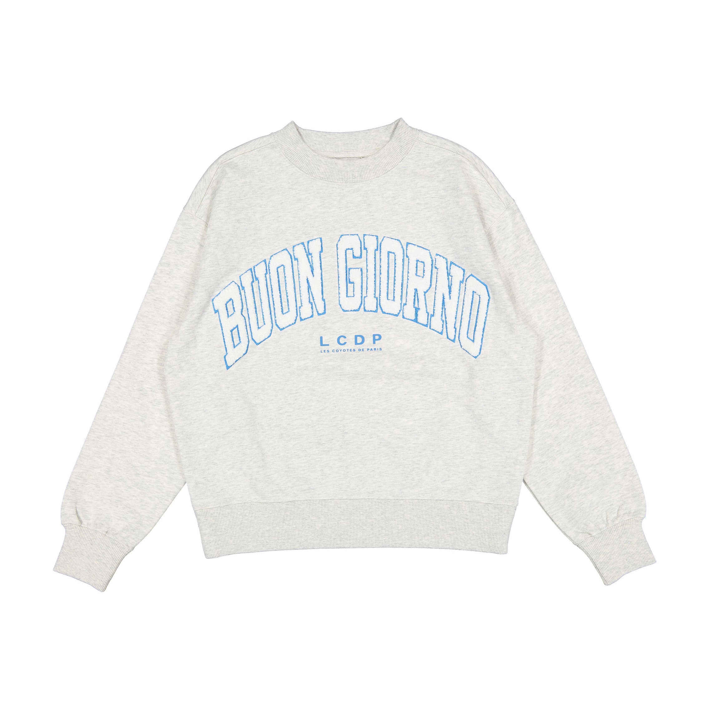 Les Coyotes De Paris Light Grey Melange Relaxed Fit Collage Sweatshirt ...