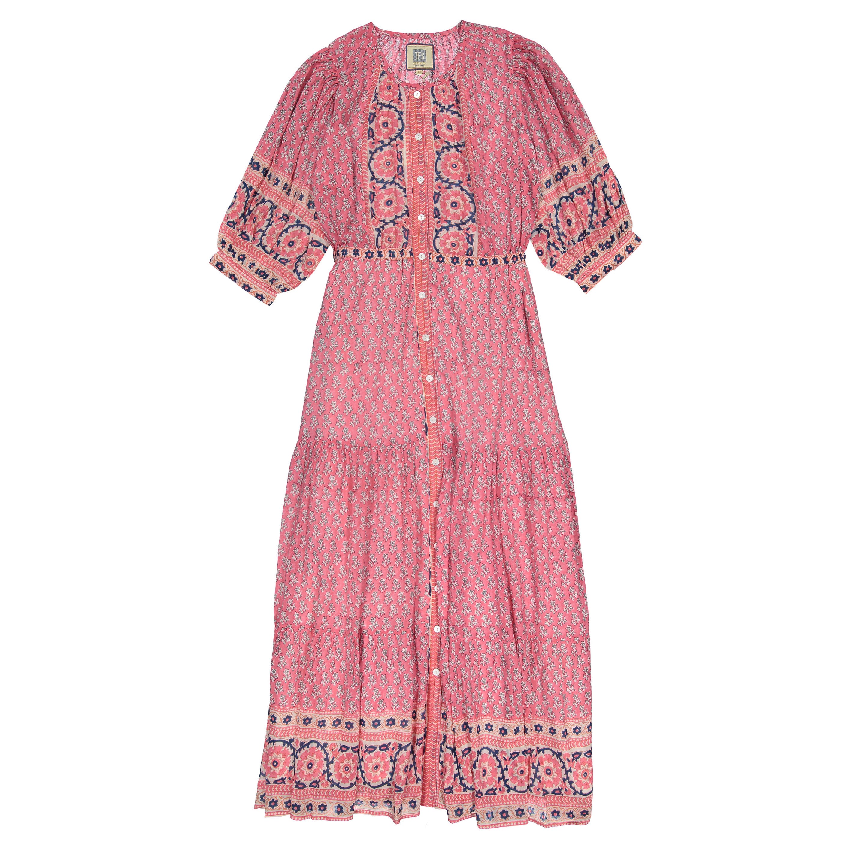 Bell Pink/Navy Print Rosie Maxi Dress – Ladida
