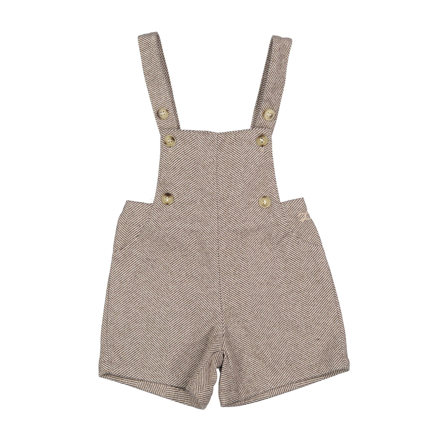 L by Ladida Brown Wool Herringbone Overalls