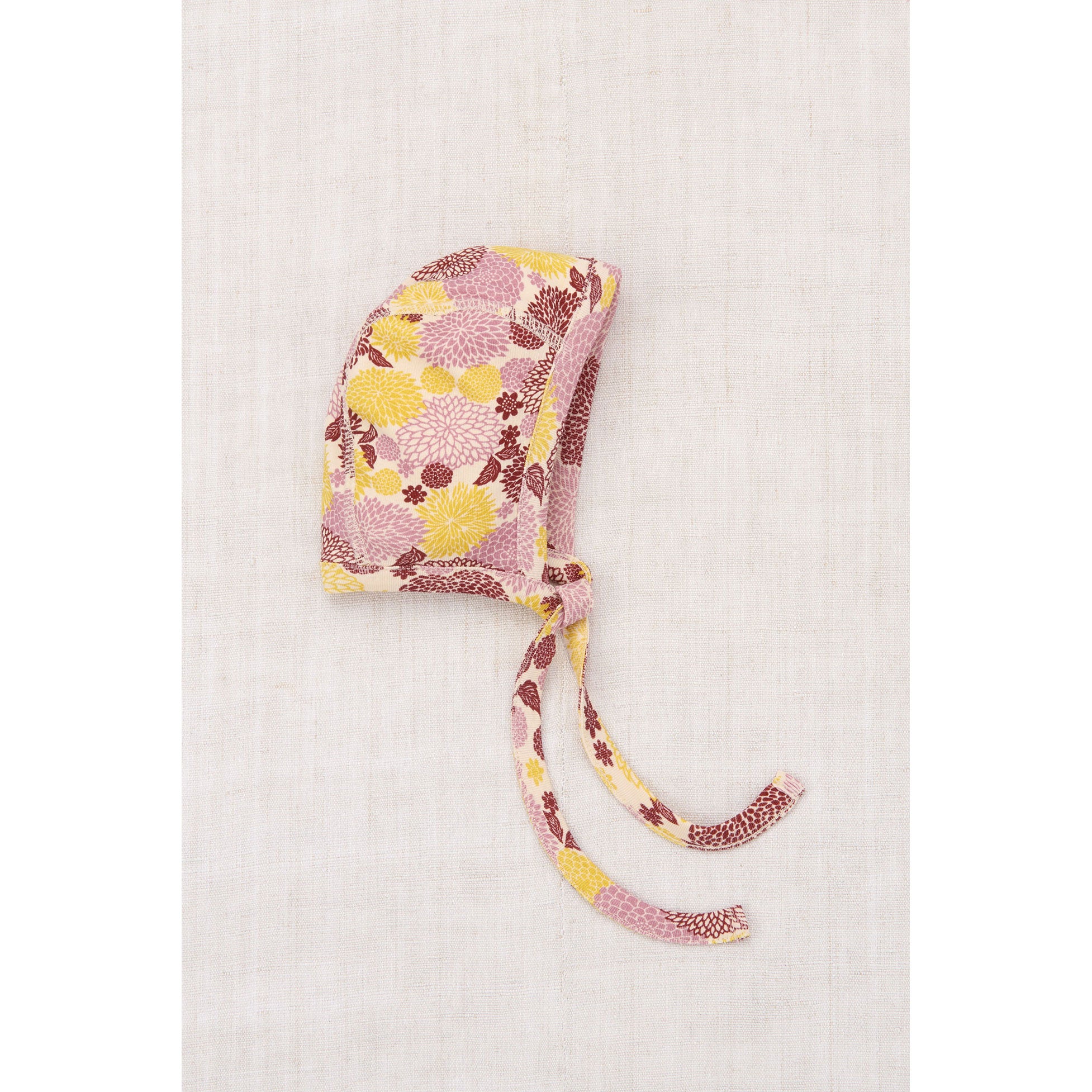 Misha and Puff String/Antique Rose Chrysanthemum Baby Pima Bonnet – Ladida