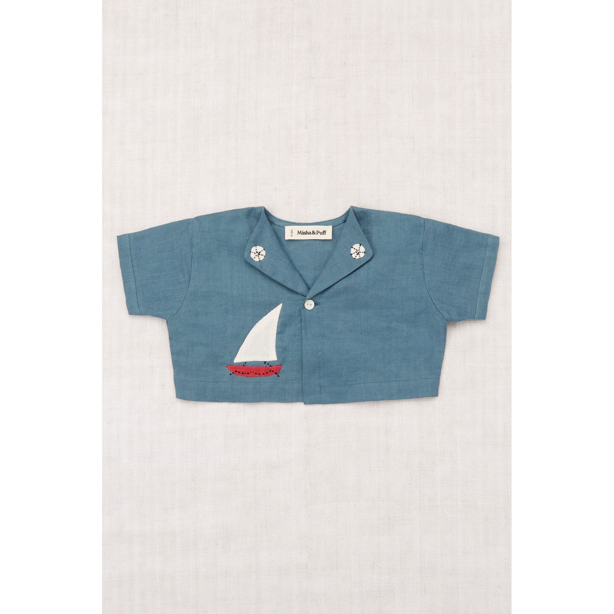 Misha and Puff Blue Slate Baby Seaside Button Top – Ladida
