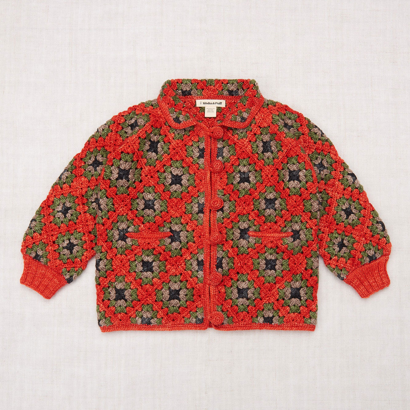 Misha and Puff Crochet Square Jacket - Red Flame – Ladida