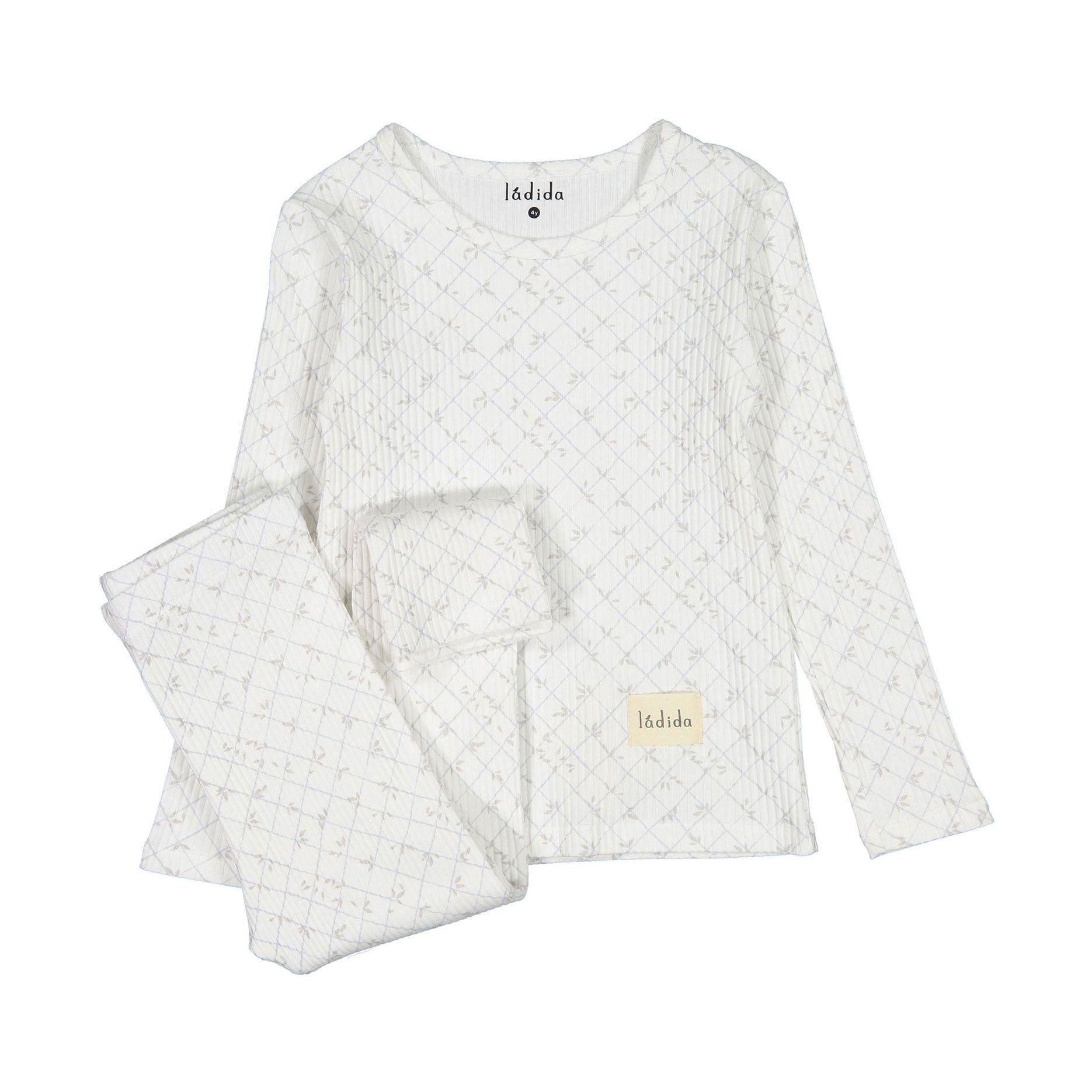Ladida Layette Leaf Grid Pajamas