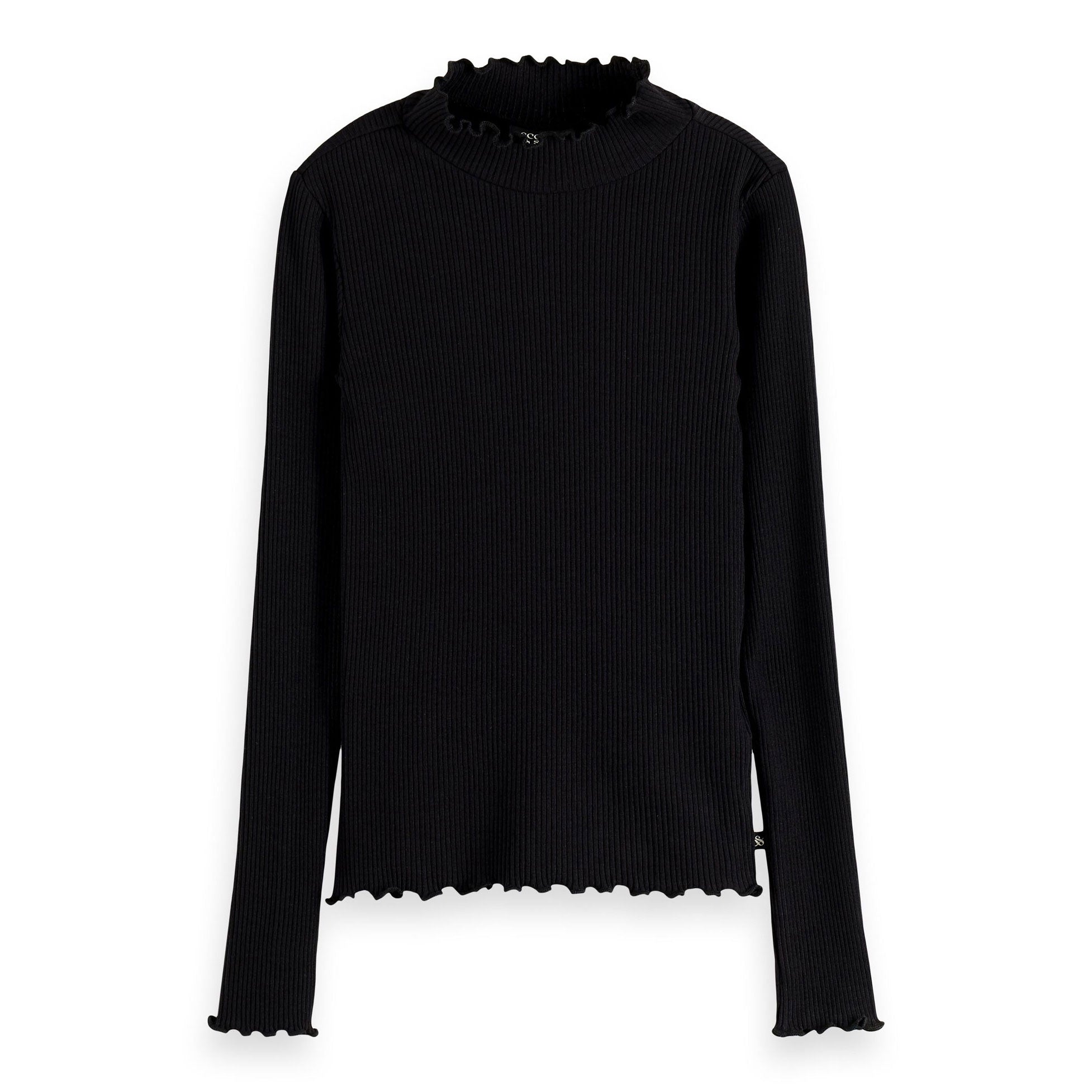 Scotch Shrunk Black High Neck Ruffle Edged T-shirt – Ladida