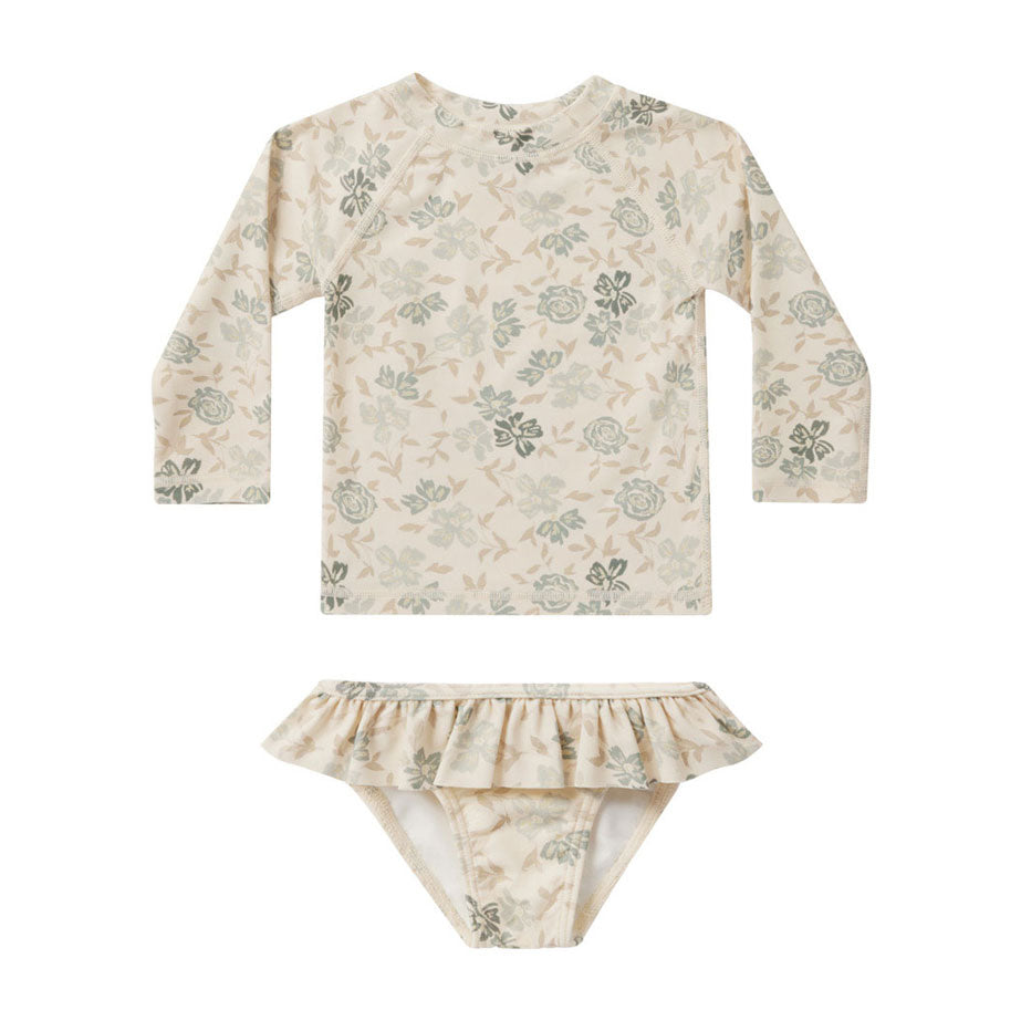 Rylee and Cru Blue-Floral Rash Guard Girls Swim Set – Ladida