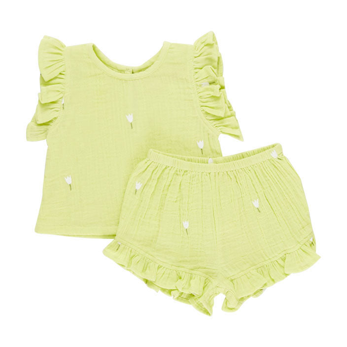 Pink Chicken Tulip Embroidery Baby Roey 2 Piece Set – Ladida