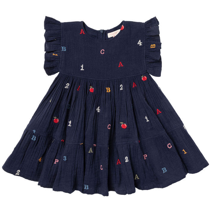 Pink Chicken Alphabet Embroidered Kit Dress – Ladida