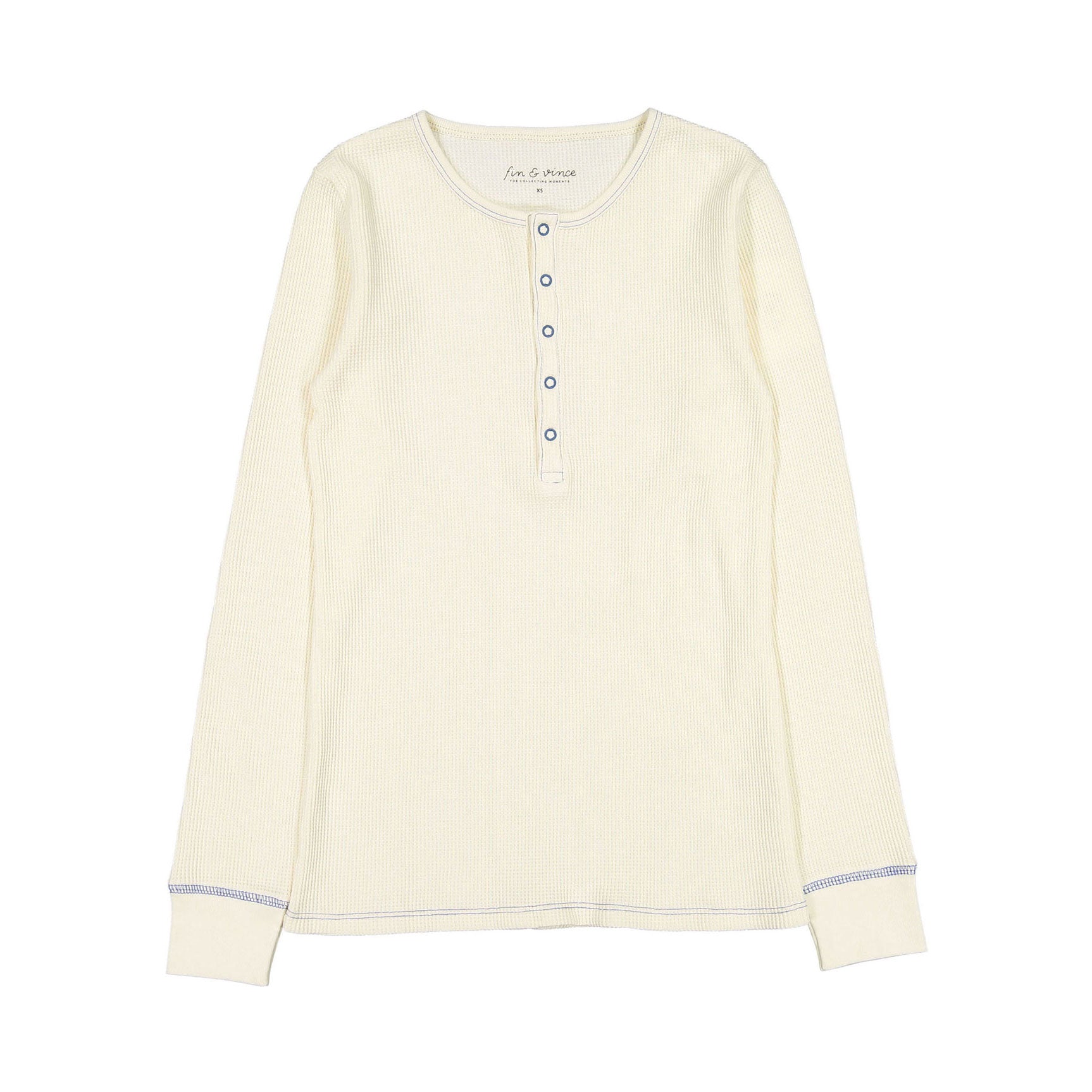 Fin and Vince Milk-Blue Waffle Henley Womens Top – Ladida
