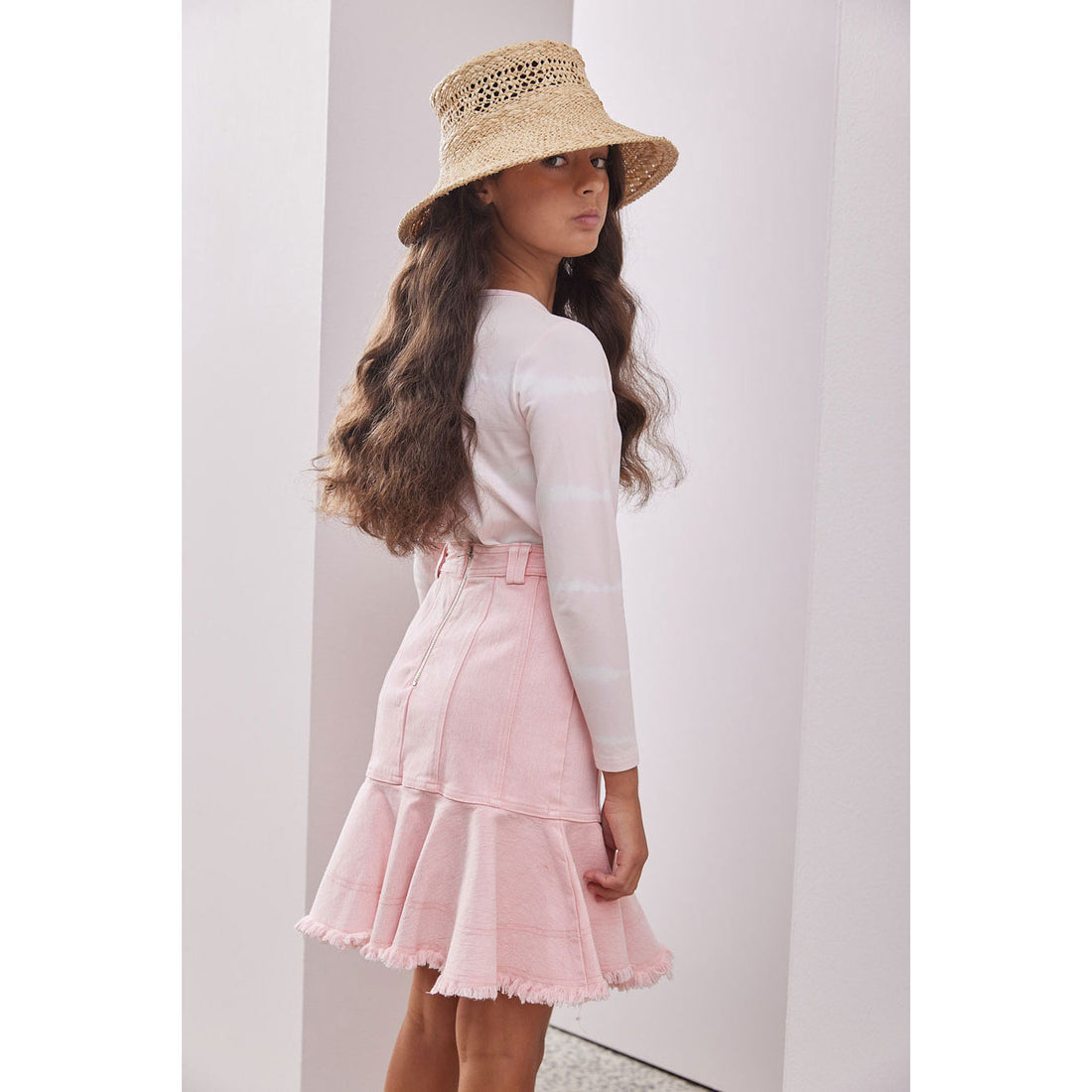 Steph Pink Denim Button Skirt – Ladida