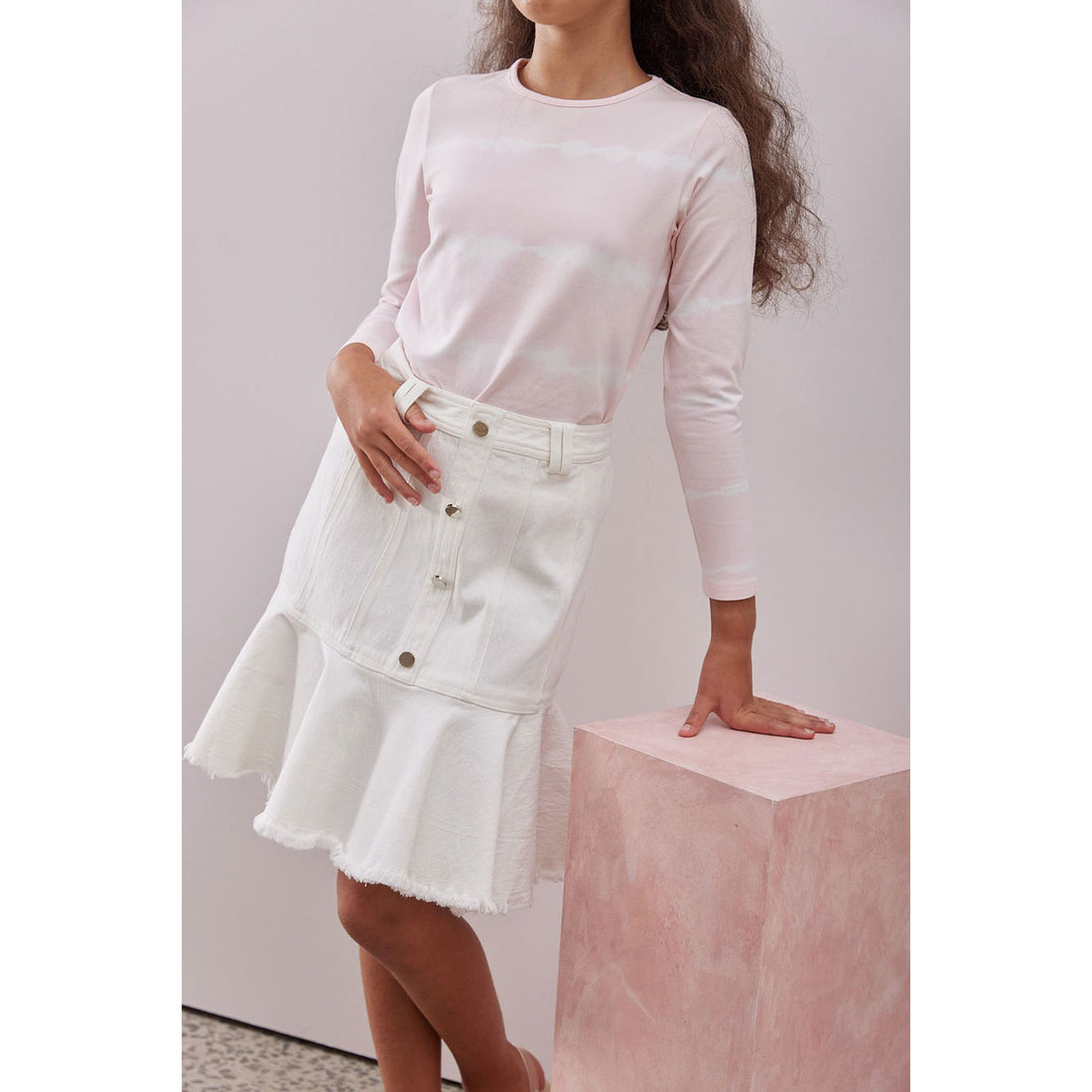 Steph White Denim Button Skirt – Ladida