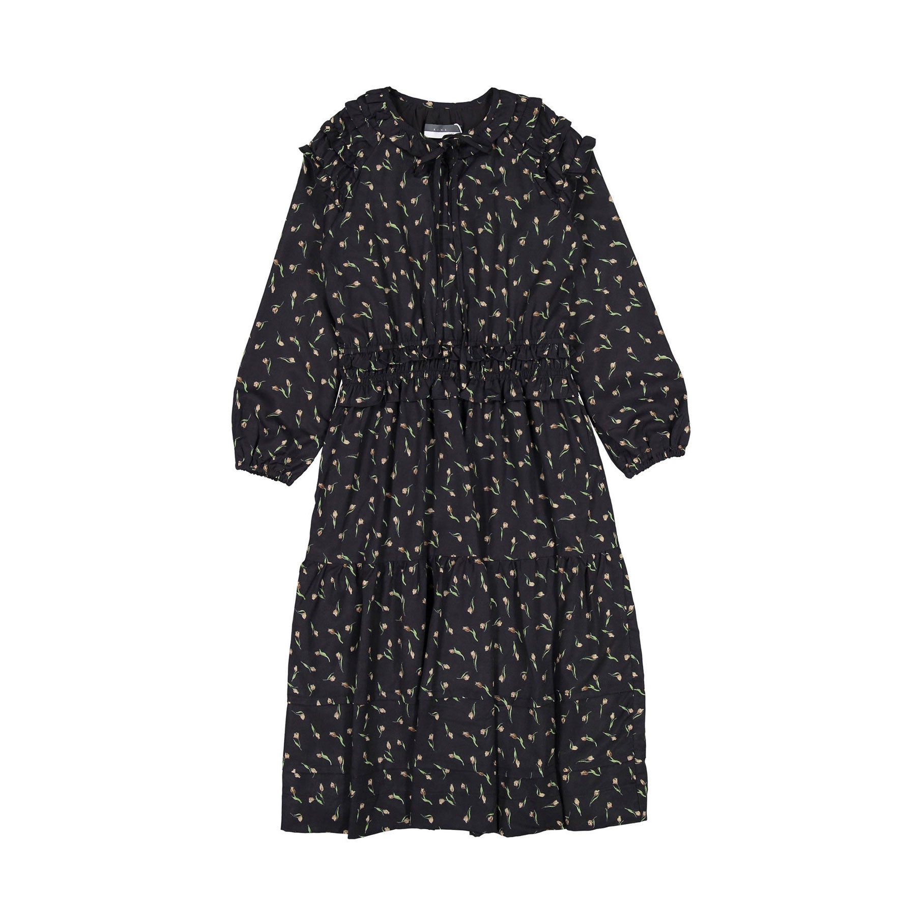 ROWE Black Flower Prined Frilled Dress – Ladida
