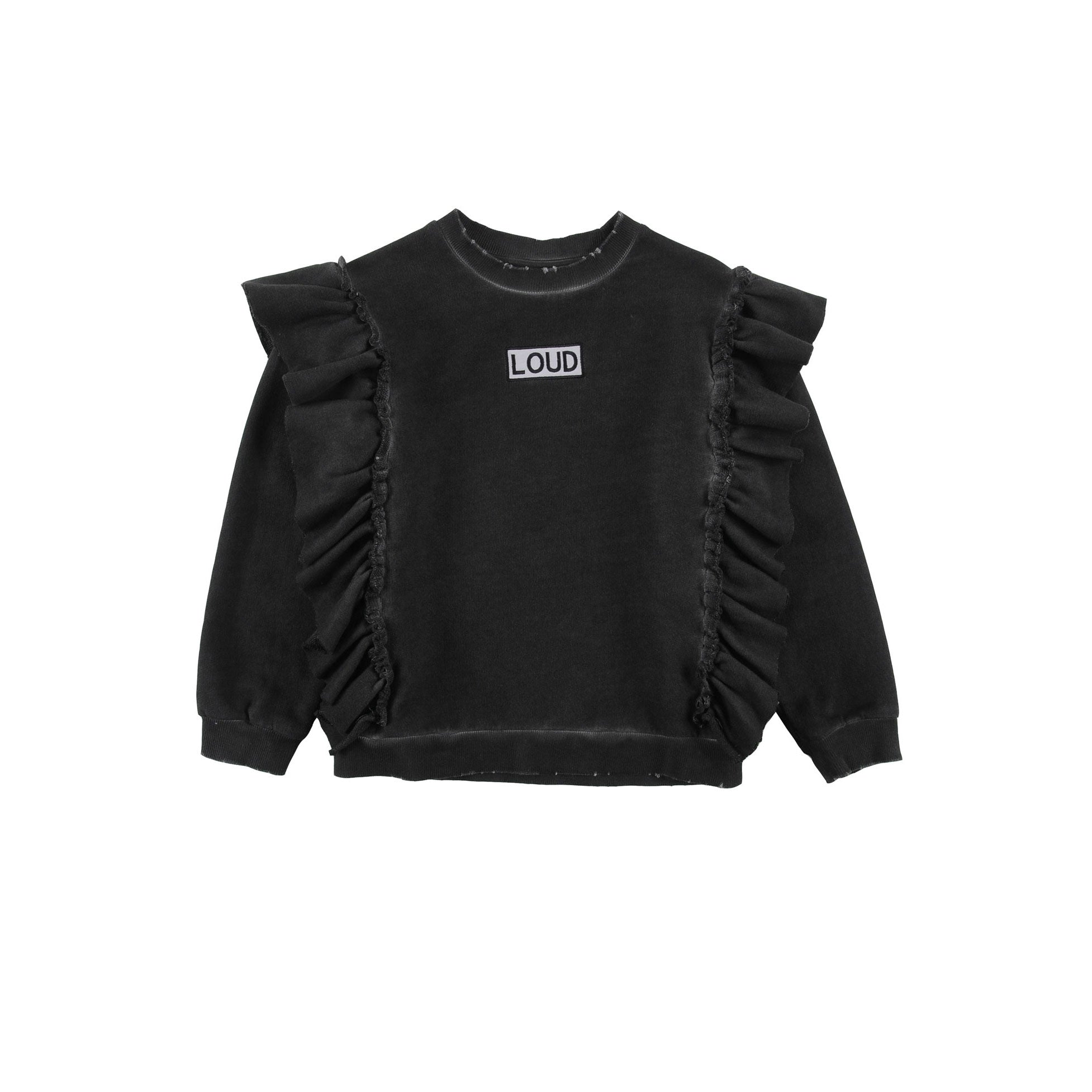 Loud Black Logo Ruffled Sweater – Ladida