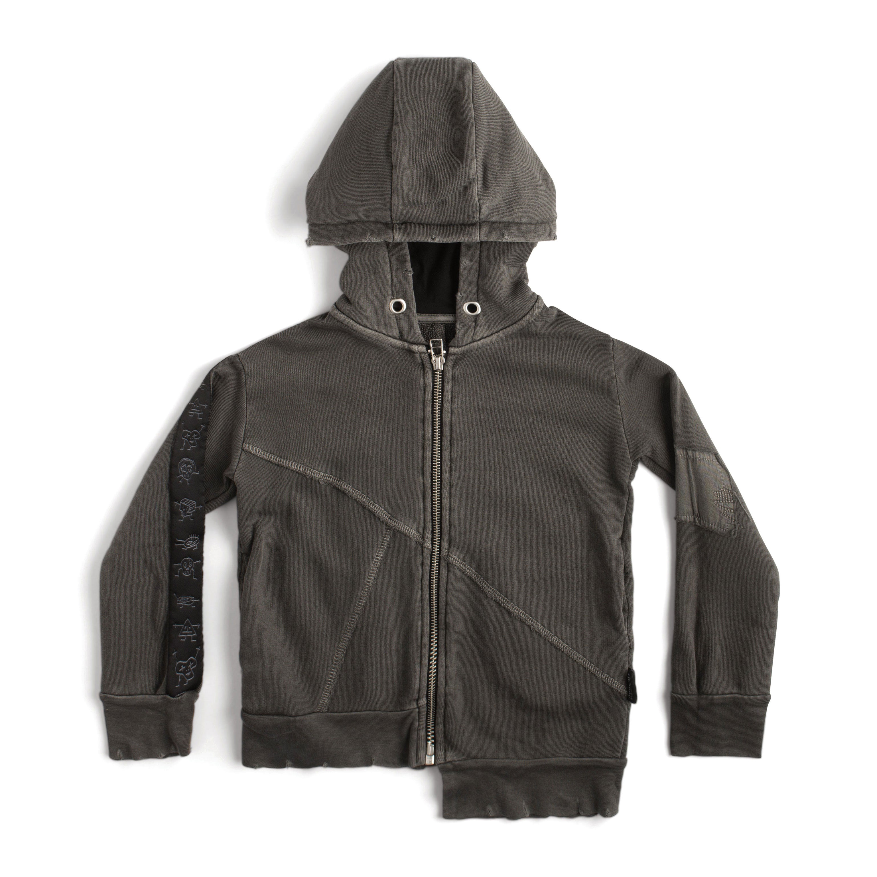NUNUNU Dyed Graphite Asymetrical Zip Hoodie – Ladida