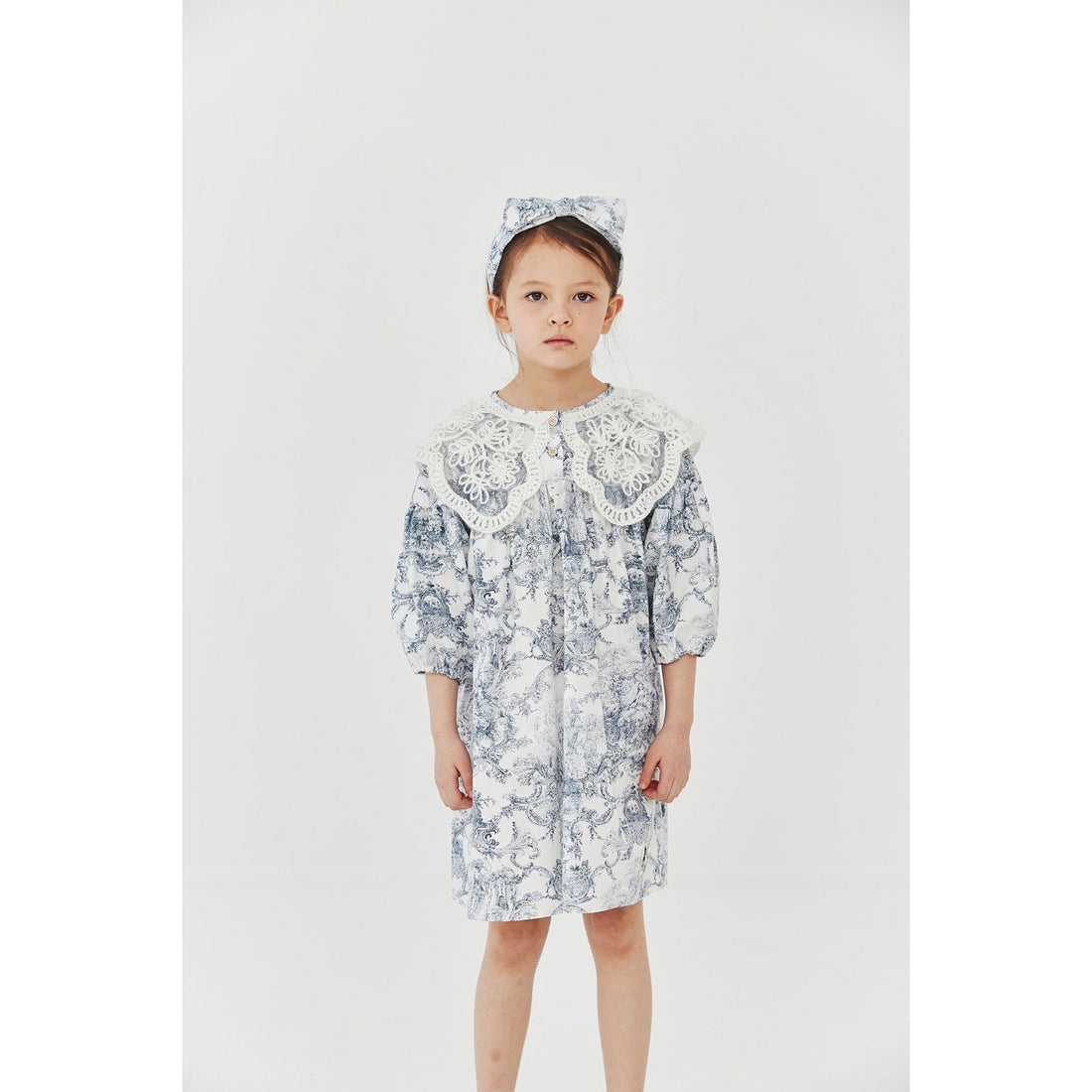 Petite Hailey French Blue Lace Collar Dress – Ladida