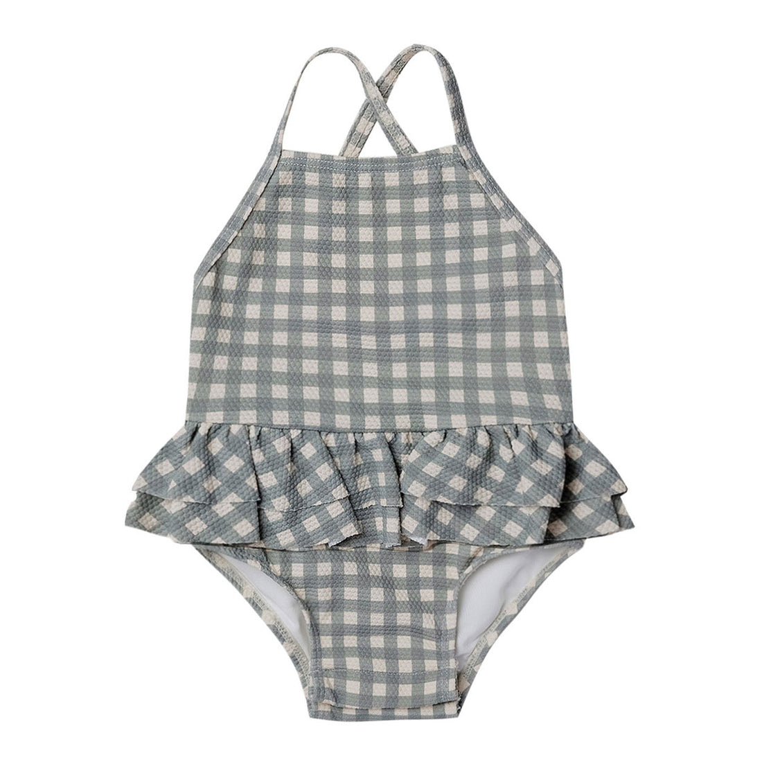 Quincy Mae Sea Green Gingham Ruffled One-Piece Swimsuit – Ladida