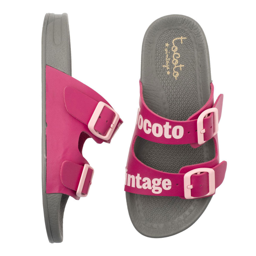 Tocoto Vintage Pink Two Buckles Logo Beach Sandals – Ladida