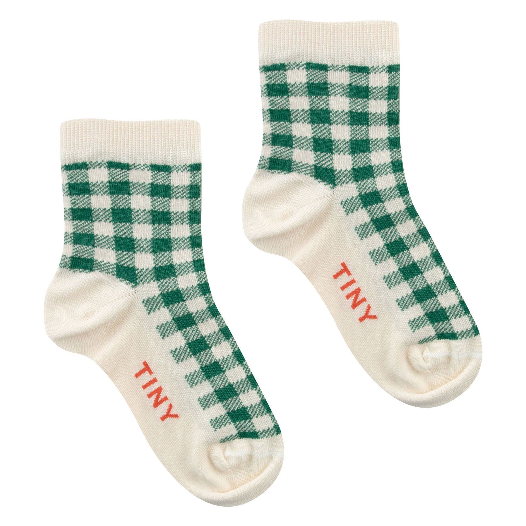 Tiny Cottons Light Cream/Pine Green Check Quarter Socks – Ladida