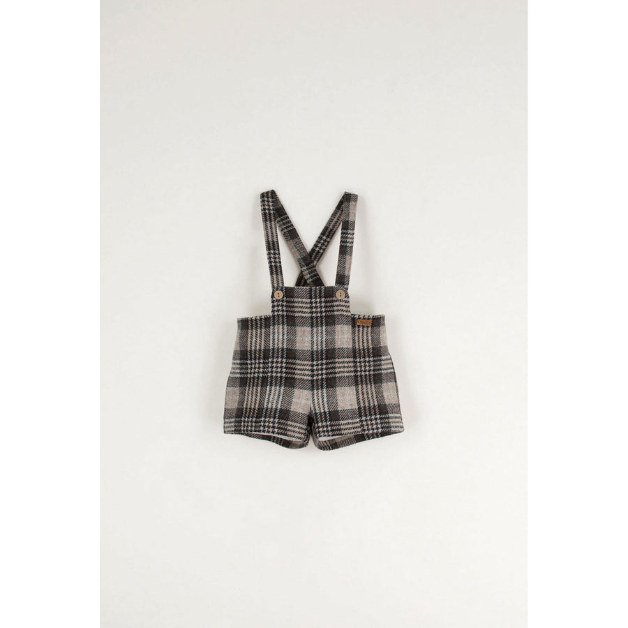 Popelin Brown Plaid Crossover Strap Dungarees – Ladida