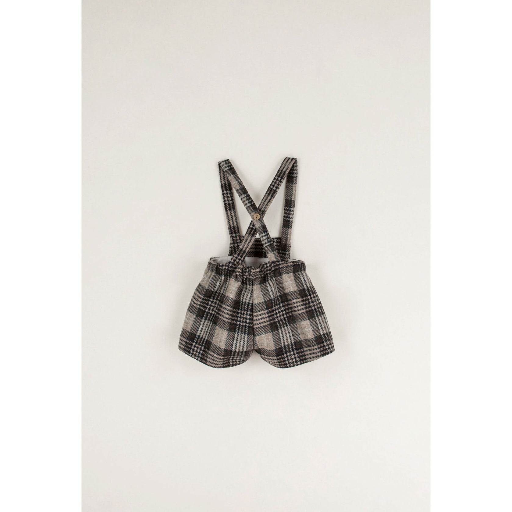 Popelin Brown Plaid Crossover Strap Dungarees – Ladida