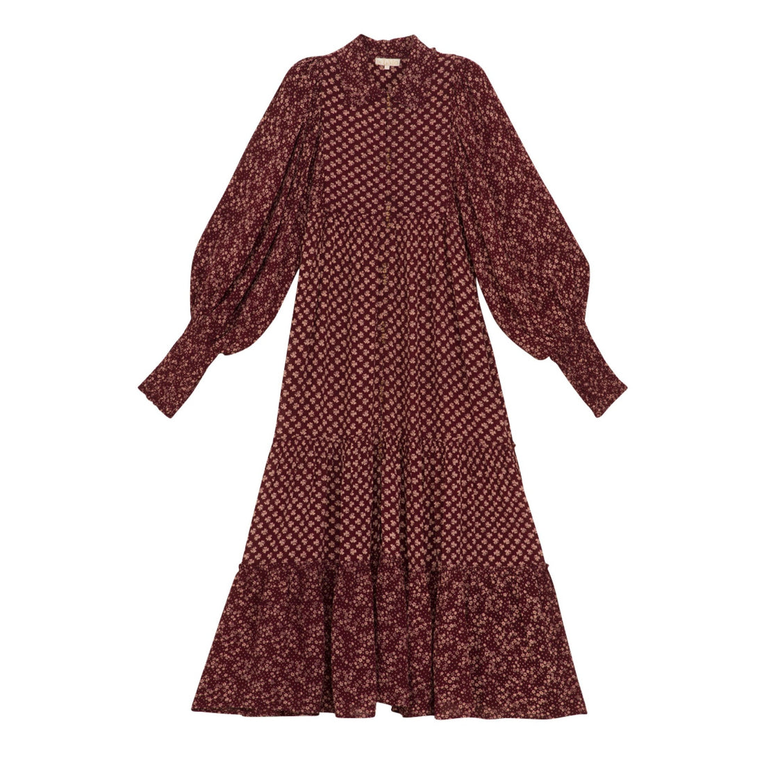 By Timo Plum Flower Combo Drapy Georgette Button Down Dress – Ladida