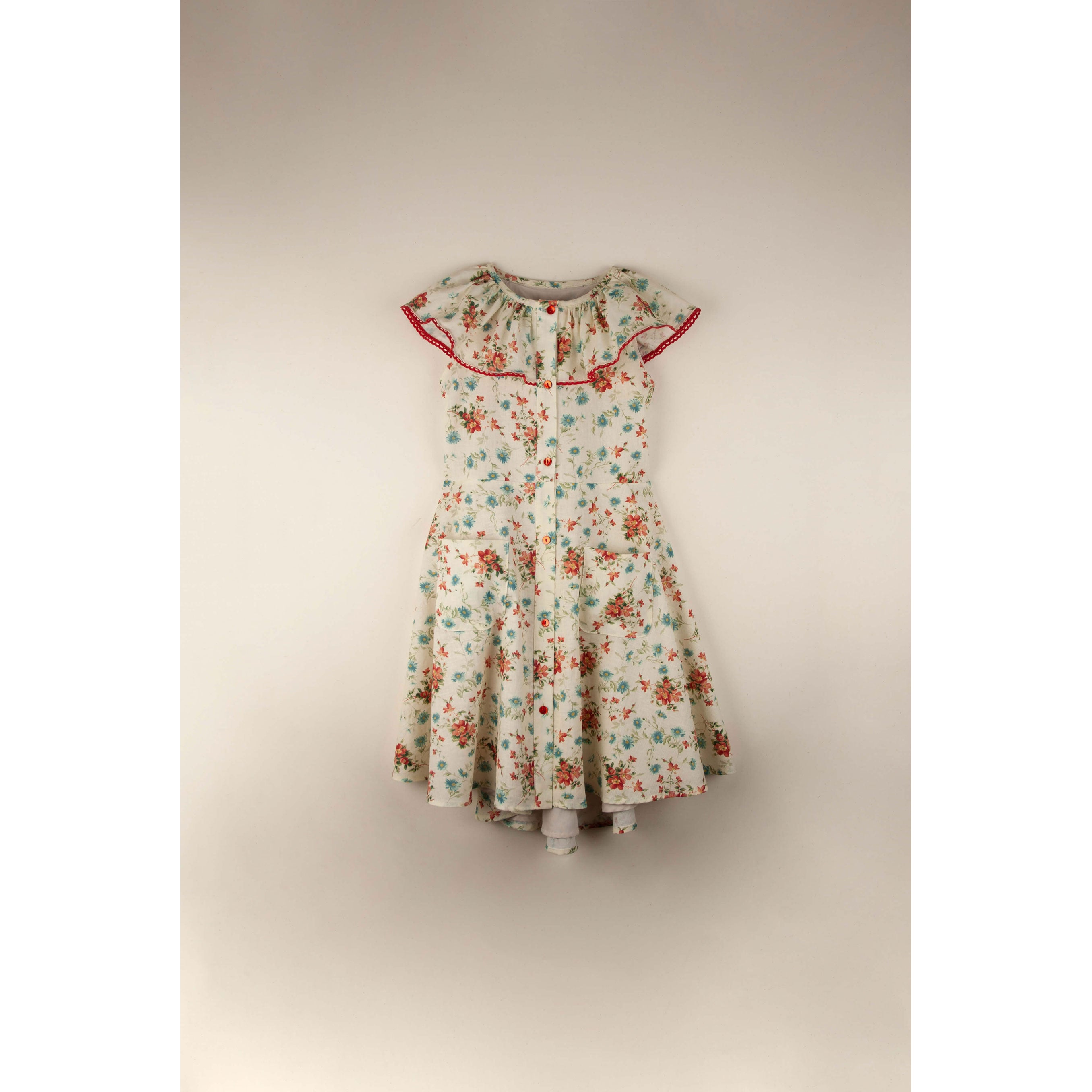 Popelin Floral Frilled Collar Dress – Ladida