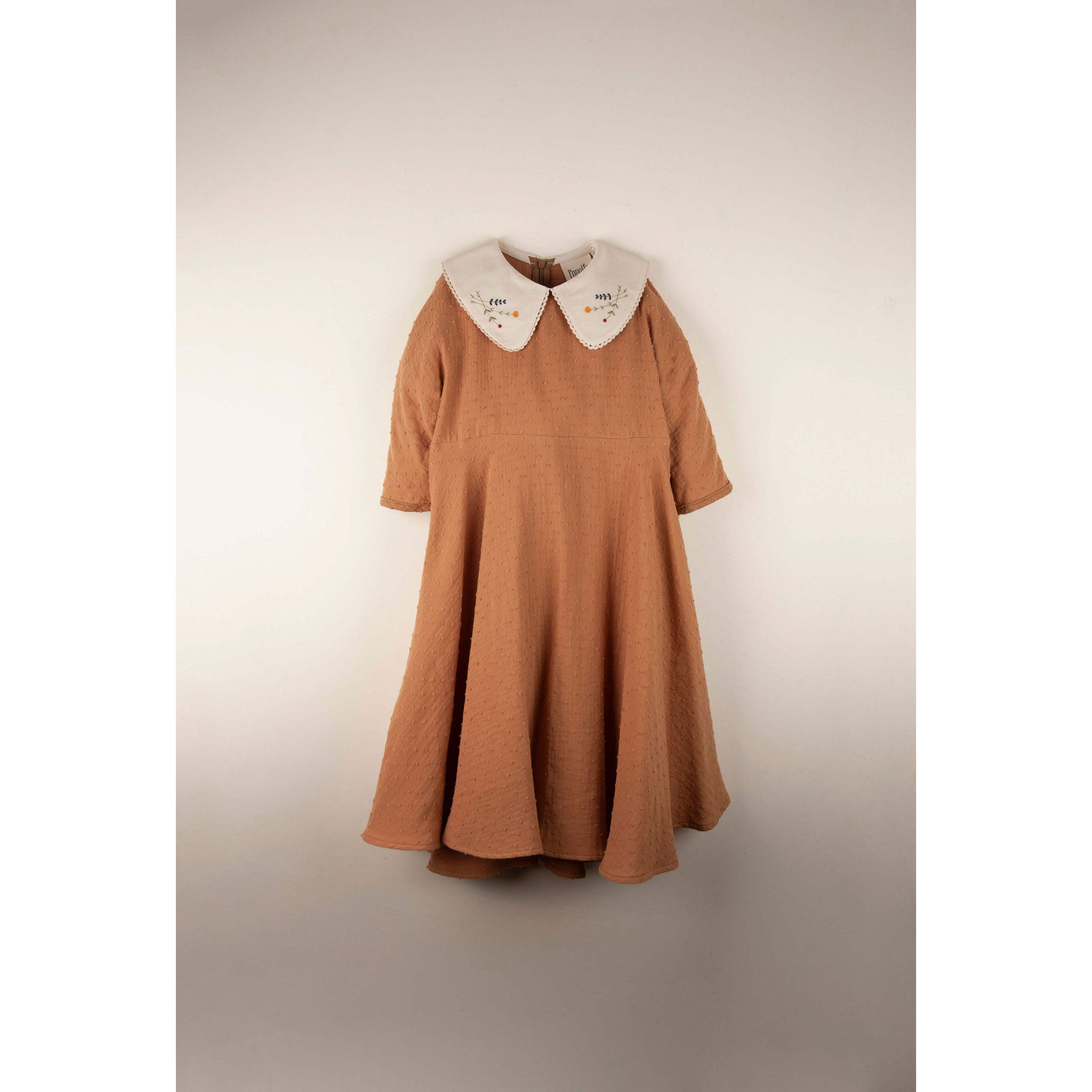 Popelin Terracotta Embroidered Collar Dress – Ladida