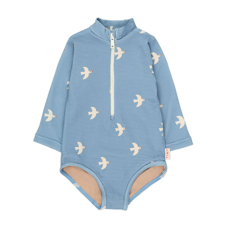 Tiny Cottons Washed Blue/Light Cream Birds Ls One-Piece – Ladida